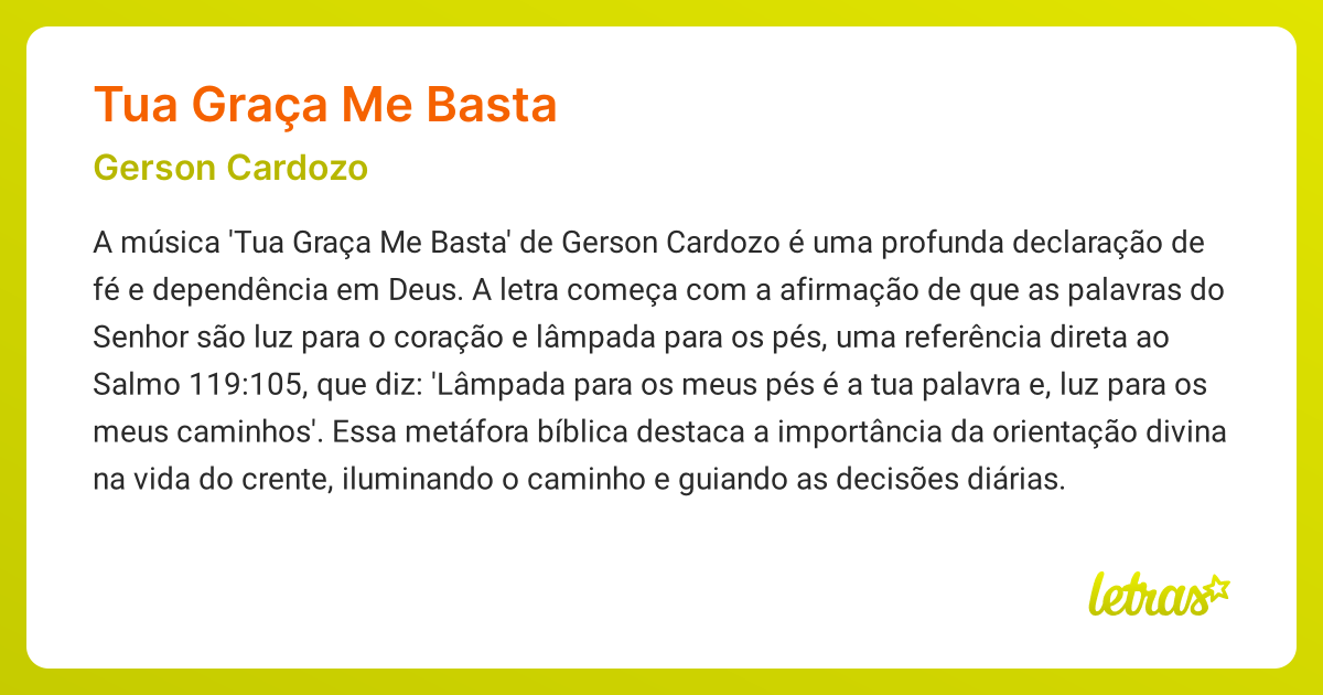 Significado da música TUA GRAÇA ME BASTA (Gerson Cardozo) - LETRAS.MUS.BR