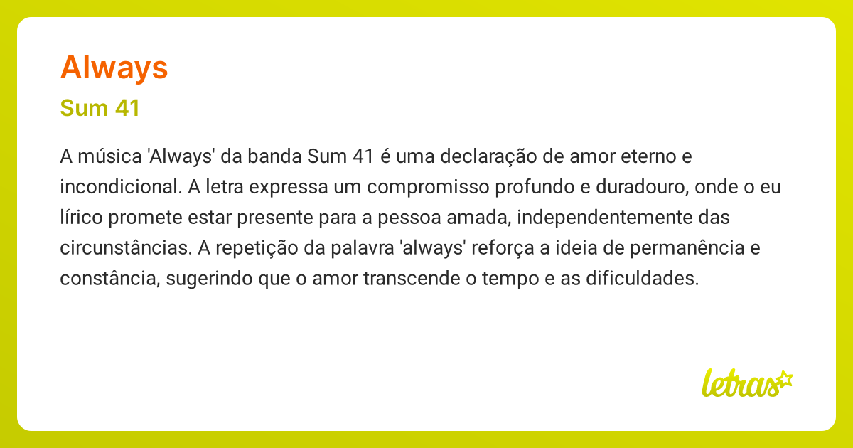 Significado da música ALWAYS (Sum 41) - LETRAS.MUS.BR