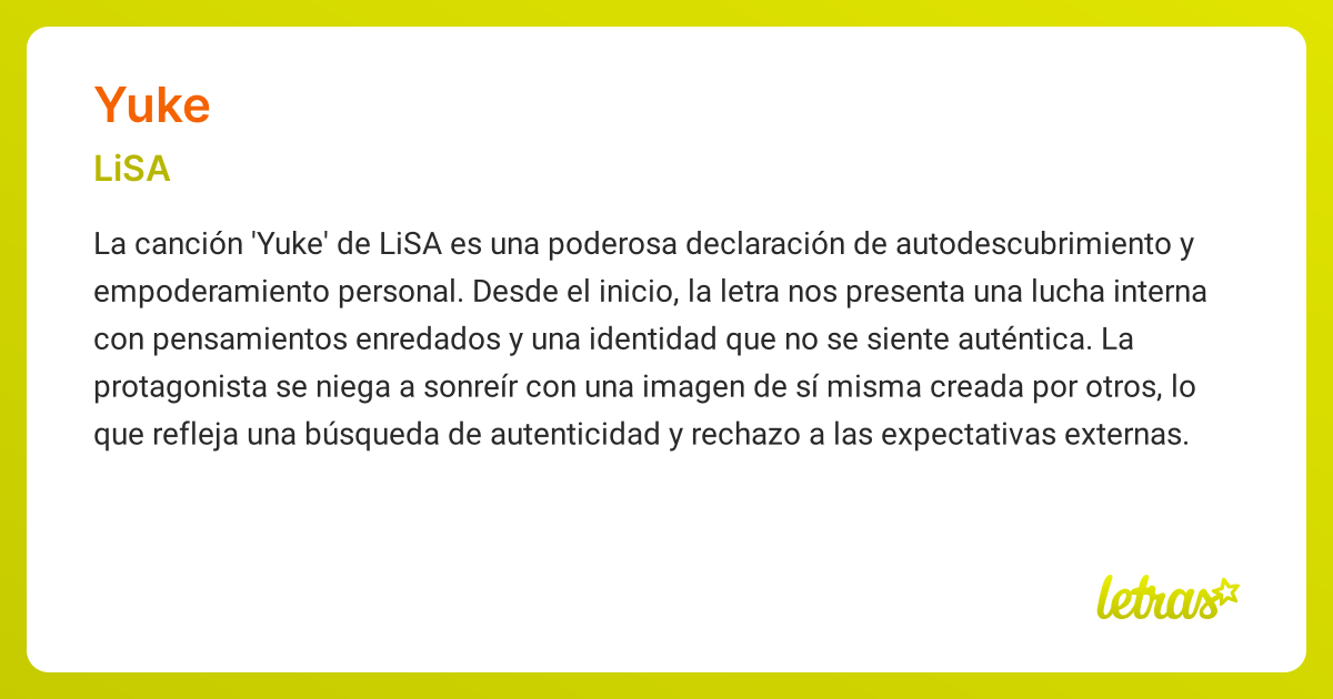 Significado de la canción YUKE (LiSA) - LETRAS.COM