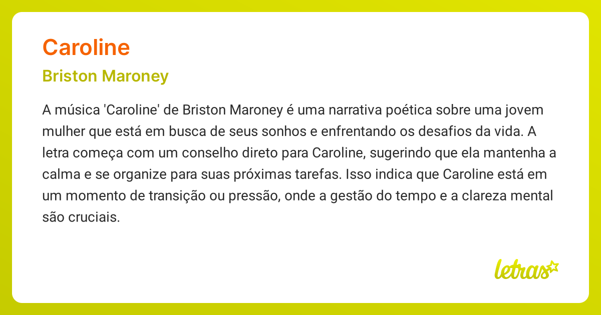 Significado da música CAROLINE (Briston Maroney) - LETRAS.MUS.BR