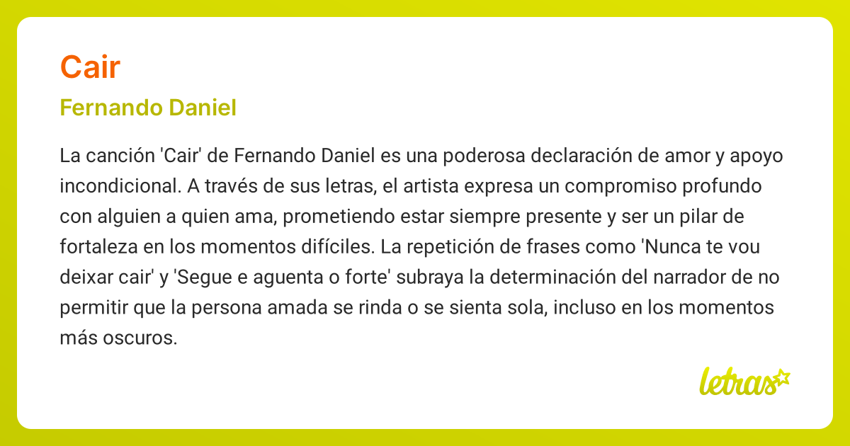 Significado de la canción CAIR (Fernando Daniel) - LETRAS.COM