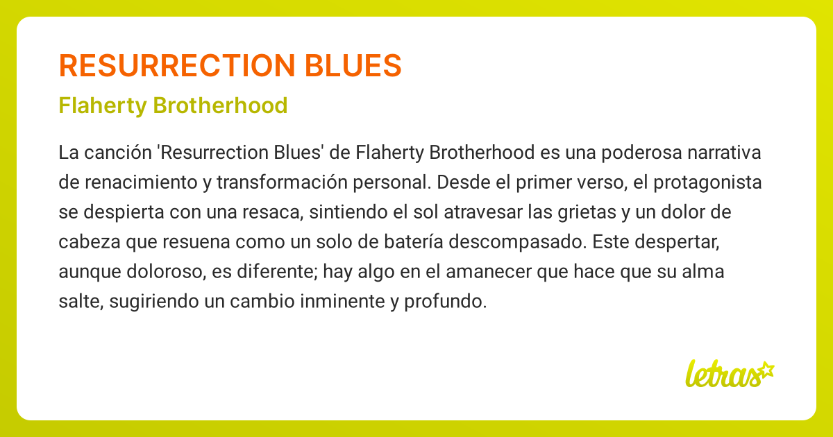 Significado de la canción RESURRECTION BLUES (Flaherty Brotherhood ...