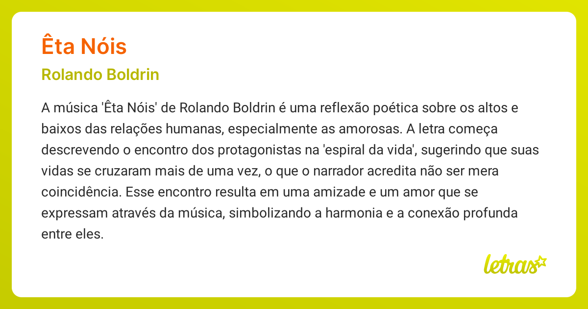 Significado da música ÊTA NÓIS (Rolando Boldrin) - LETRAS.MUS.BR