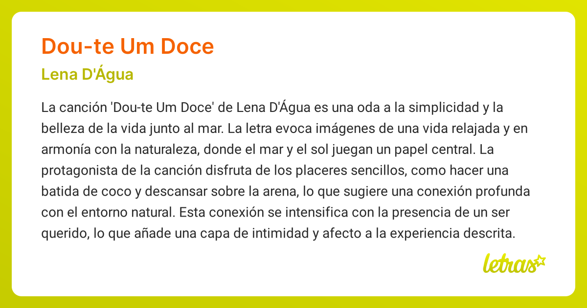 Significado de la canción DOU-TE UM DOCE (Lena D'Água) - LETRAS.COM