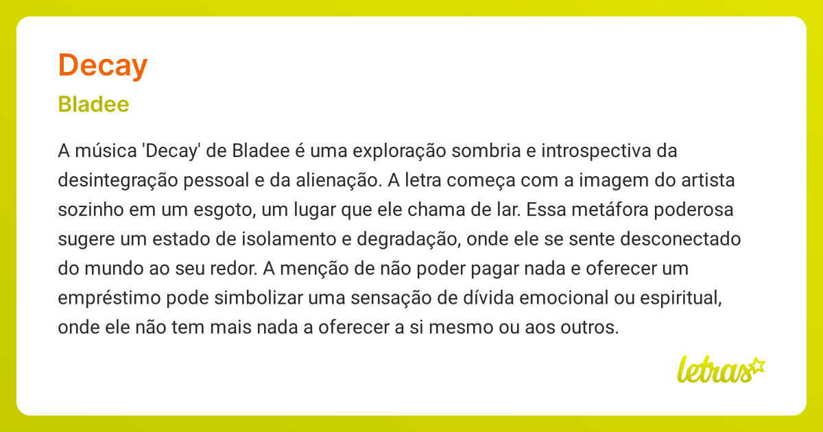 Significado da música DECAY (Bladee) - LETRAS.MUS.BR