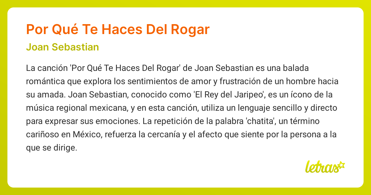 Significado de la canción POR QUÉ TE HACES DEL ROGAR (Joan Sebastian ...