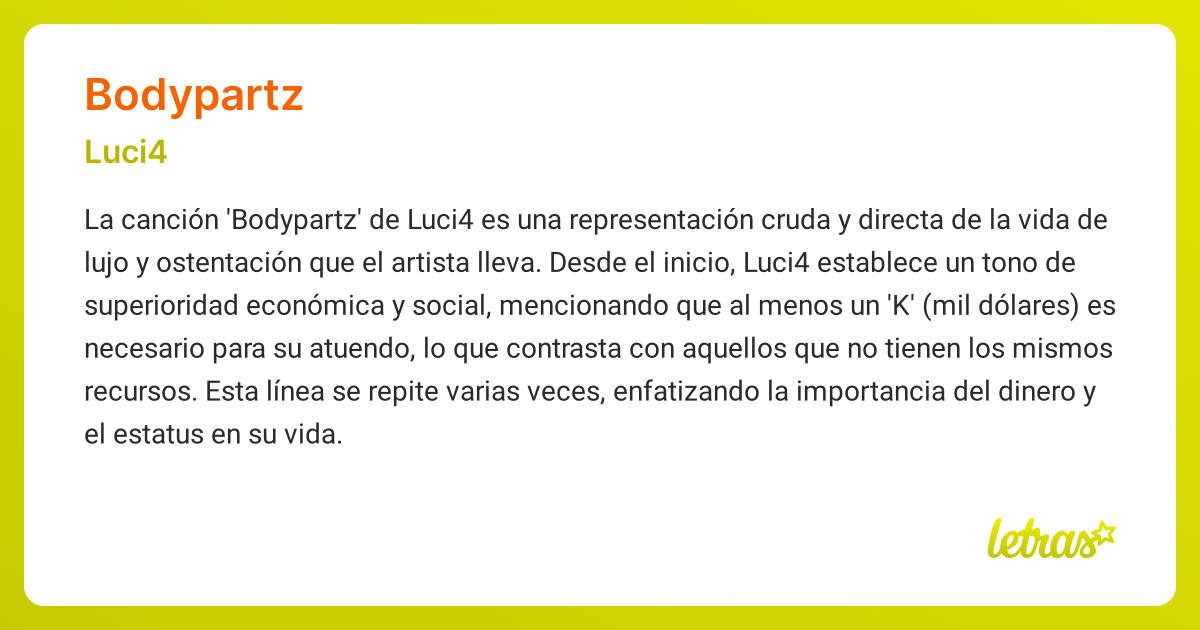 Significado de la canción BODYPARTZ (Luci4) - LETRAS.COM