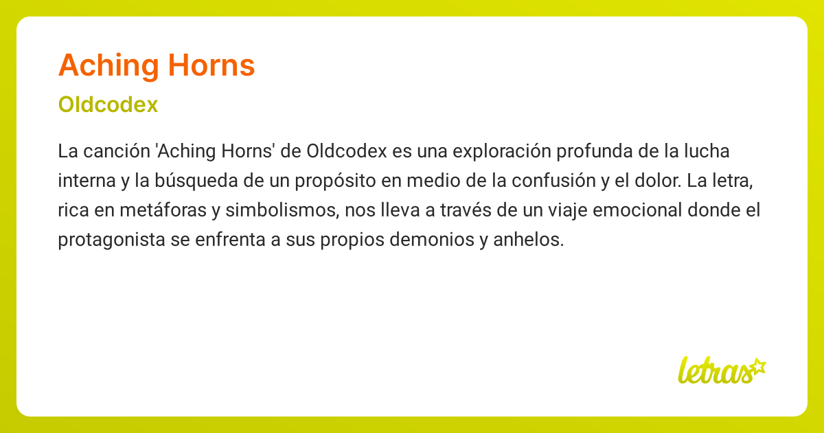 Significado de la canción ACHING HORNS (Oldcodex) - LETRAS.COM