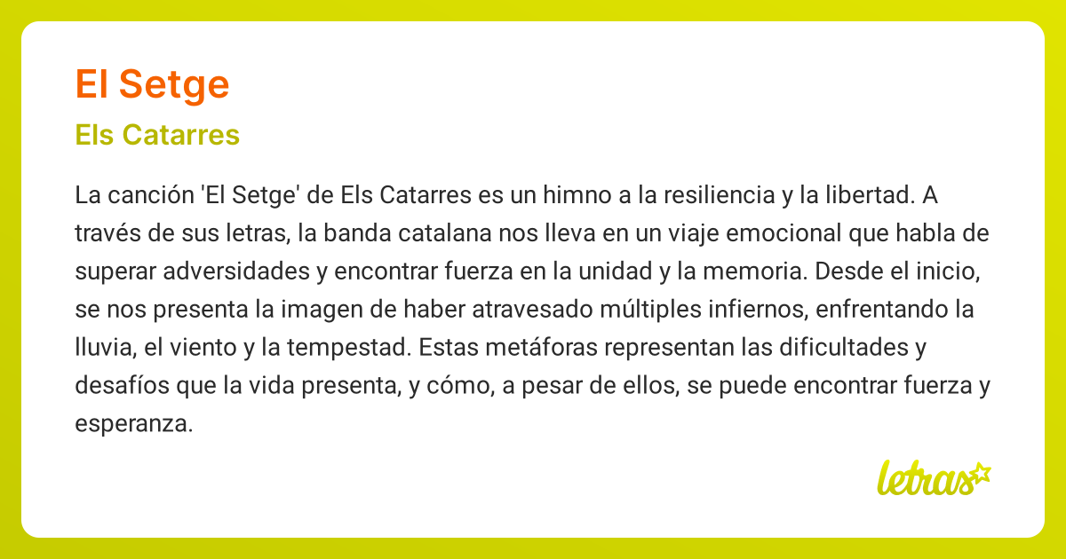 Significado de la canción EL SETGE (Els Catarres) - LETRAS.COM