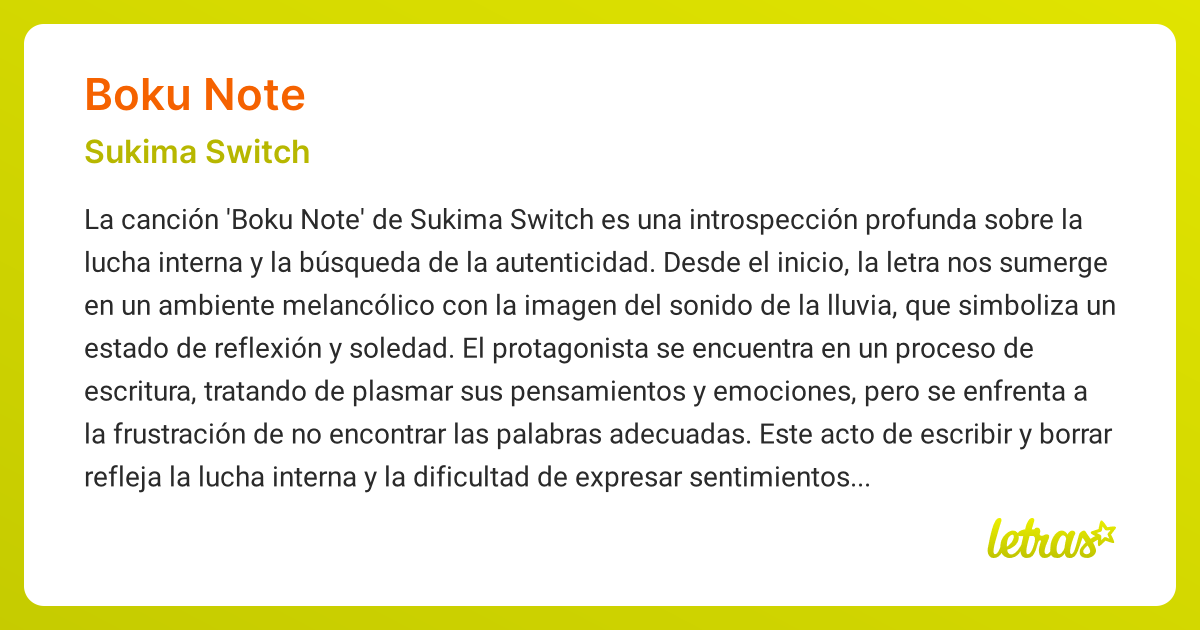 Significado de la canción BOKU NOTE (Sukima Switch) - LETRAS.COM