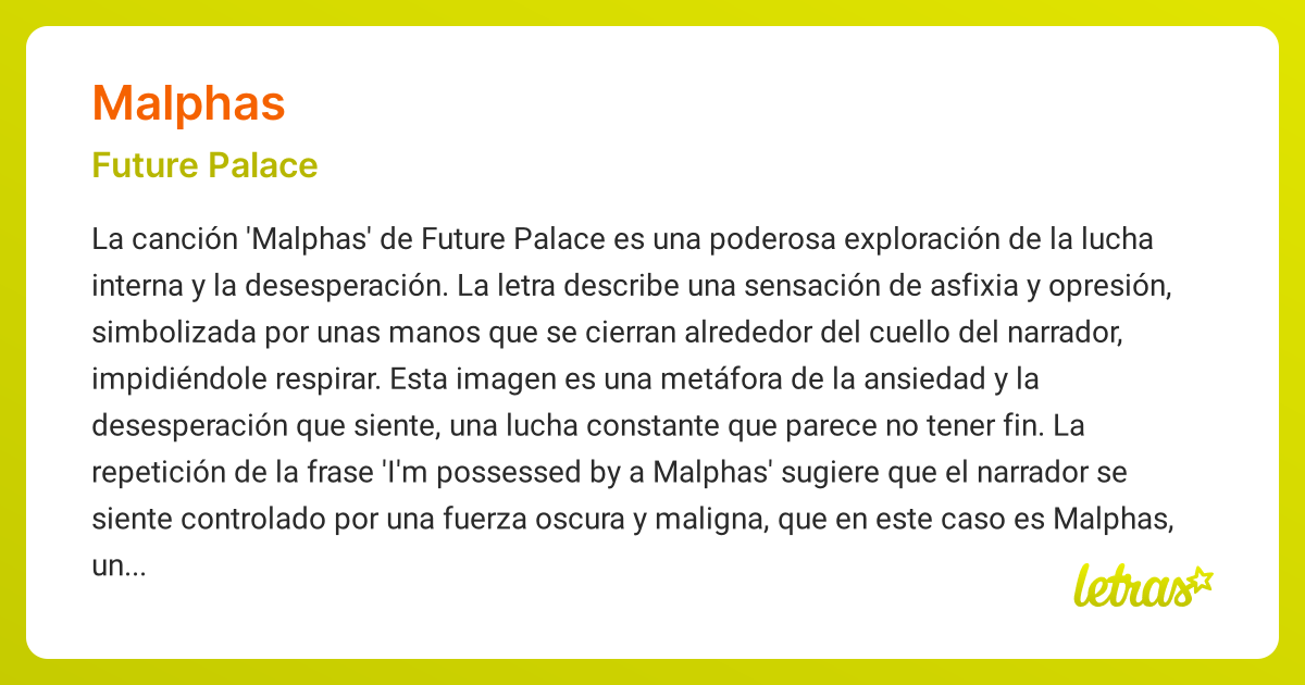 Significado de la canción MALPHAS (Future Palace) - LETRAS.COM