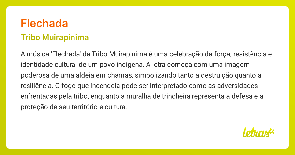 Significado da música FLECHADA (Tribo Muirapinima) - LETRAS.MUS.BR