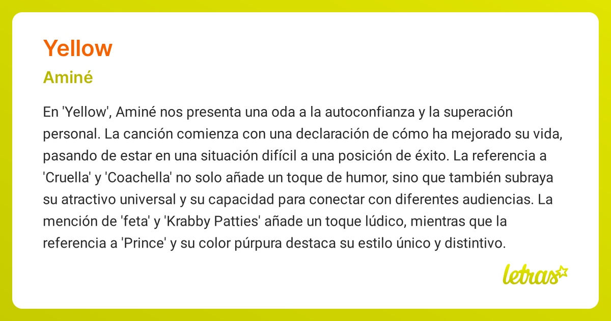 Significado de la canción YELLOW (Aminé) - LETRAS.COM