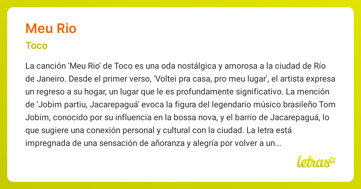 Significado de la canción MEU RIO (Toco) - LETRAS.COM