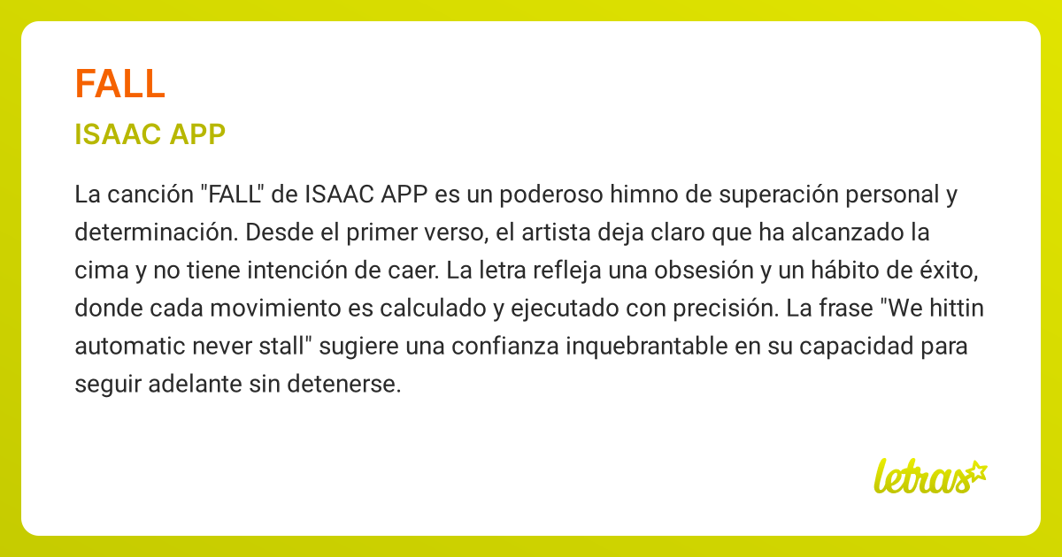 Significado de la canción FALL (ISAAC APP) - LETRAS.COM