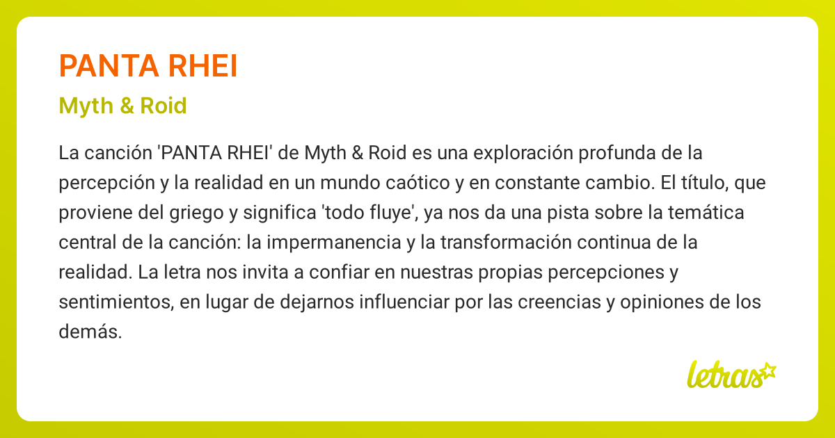 Significado de la canción PANTA RHEI (Myth & Roid) - LETRAS.COM