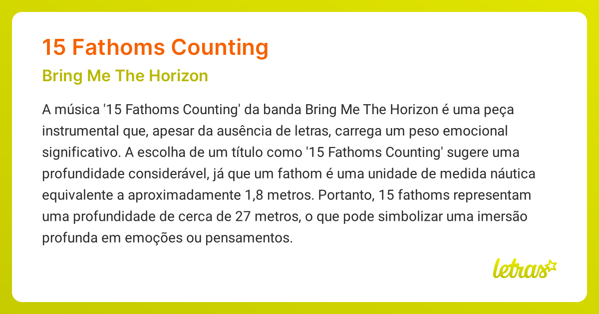 Significado da música 15 FATHOMS COUNTING (Bring Me The Horizon ...