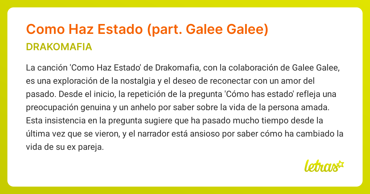 Significado de la canción Como Haz Estado (part. Galee Galee ...