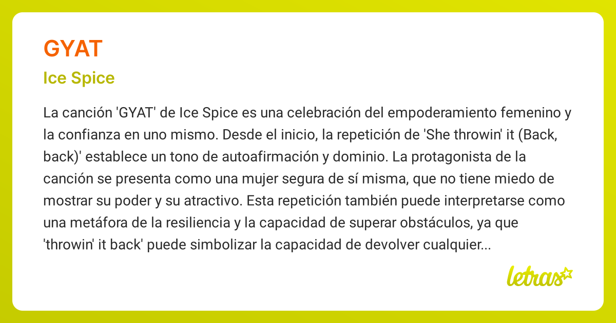 Significado de la canción GYAT (Ice Spice) - LETRAS.COM