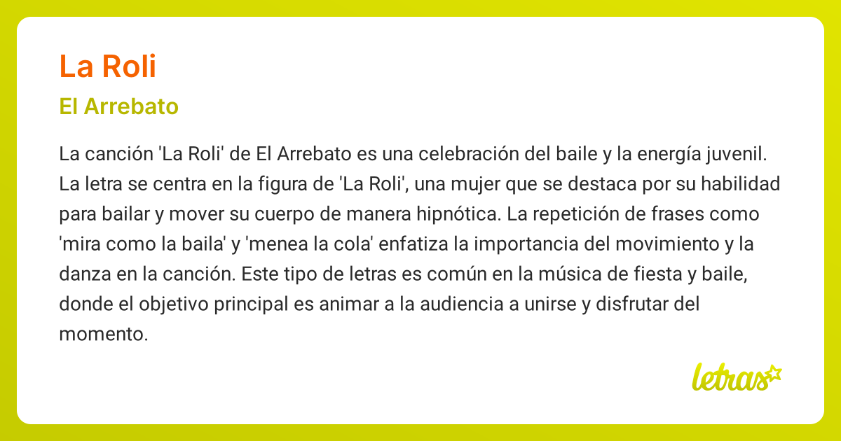 Significado de la canción LA ROLI (El Arrebato) - LETRAS.COM