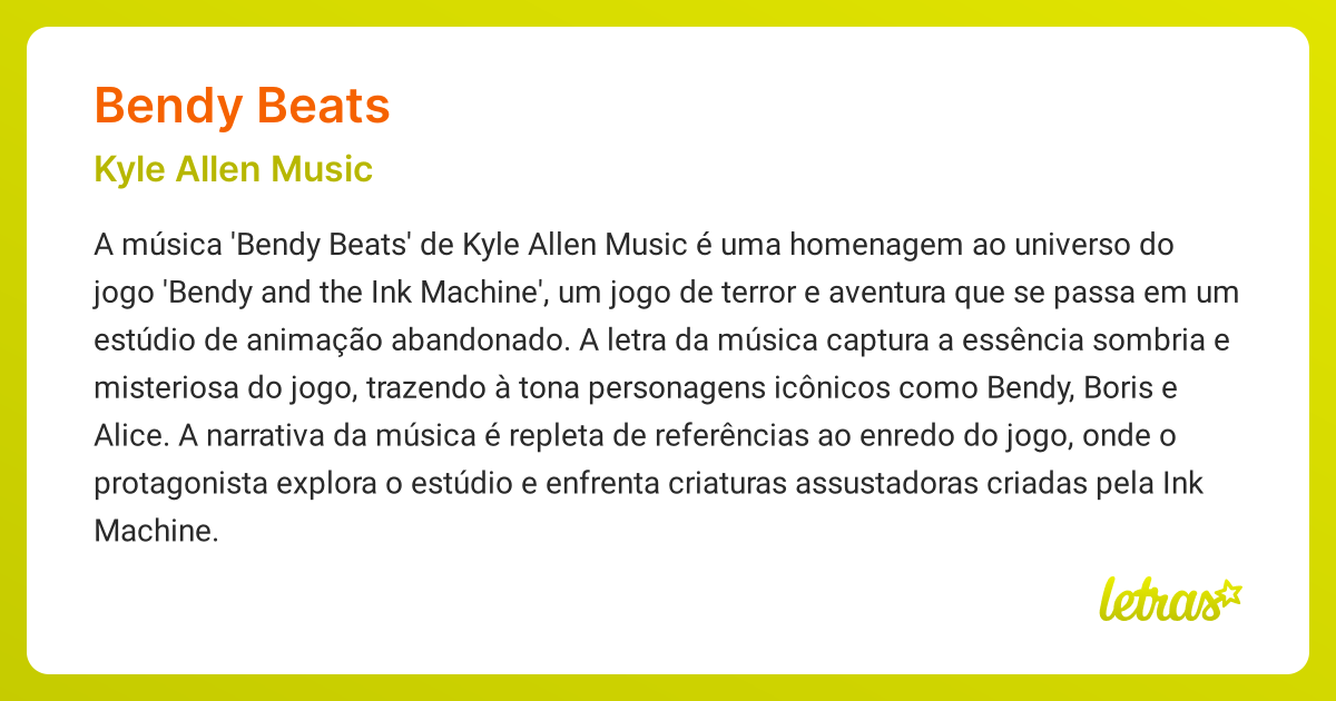 Significado da música BENDY BEATS (Kyle Allen Music) - LETRAS.MUS.BR