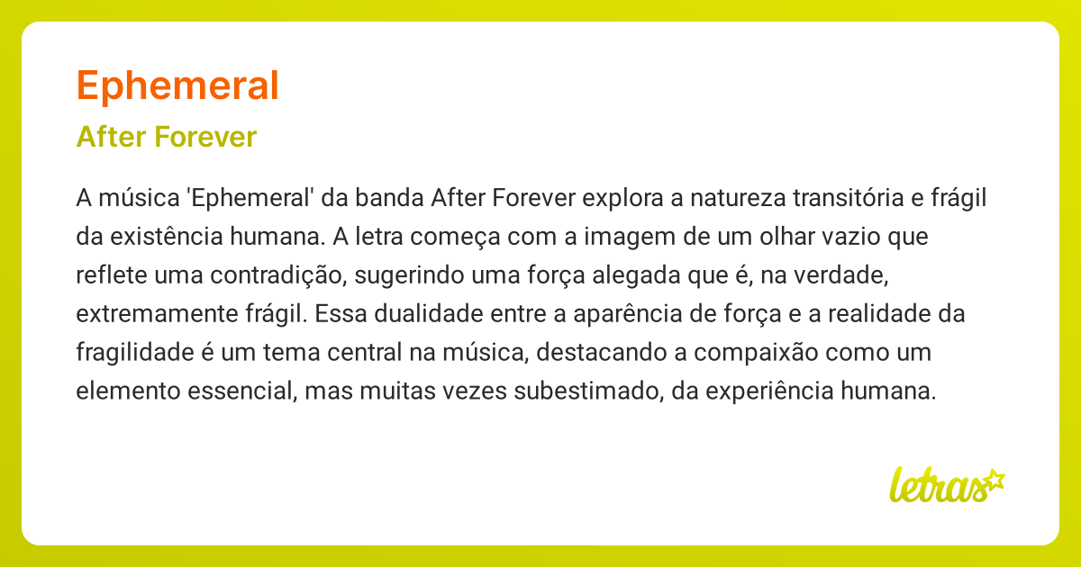 Significado da música EPHEMERAL (After Forever) - LETRAS.MUS.BR
