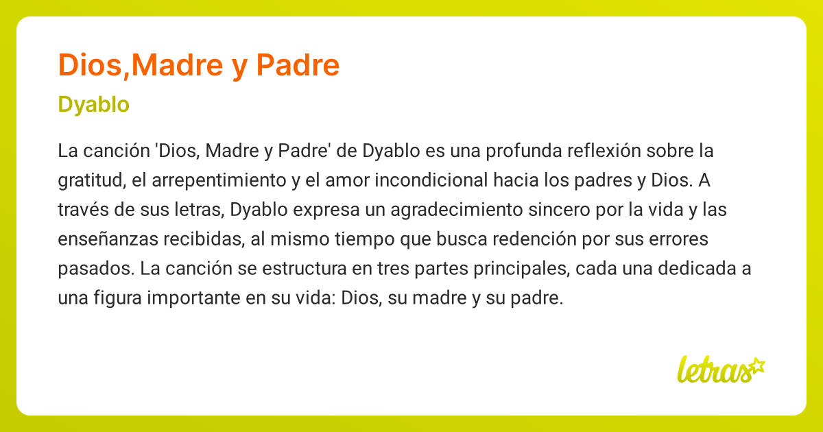 Significado de la canción DIOS,MADRE Y PADRE (Dyablo) - LETRAS.COM