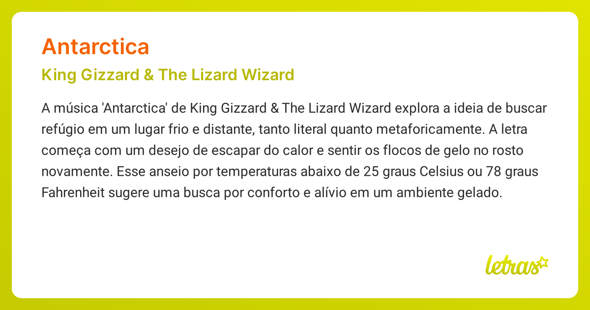 Significado da música ANTARCTICA (King Gizzard & The Lizard Wizard ...