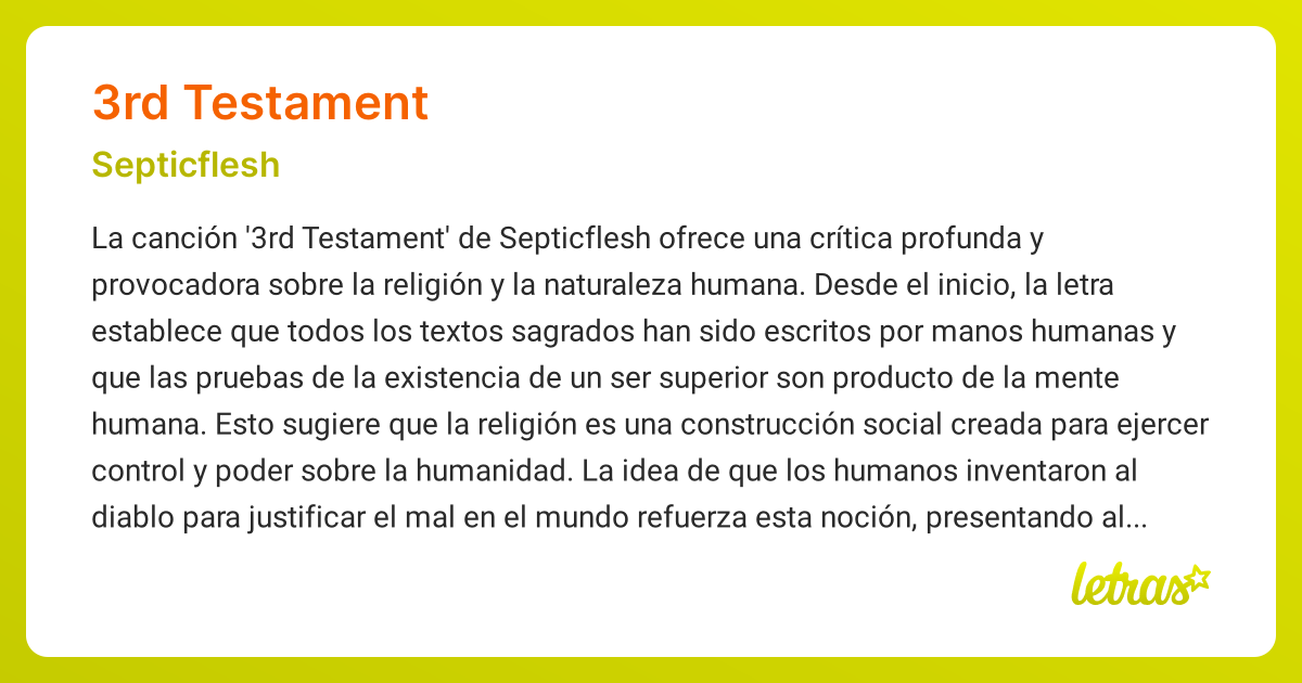 Significado de la canción 3RD TESTAMENT (Septicflesh) - LETRAS.COM