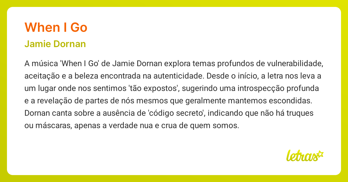 Significado da música WHEN I GO (Jamie Dornan) - LETRAS.MUS.BR