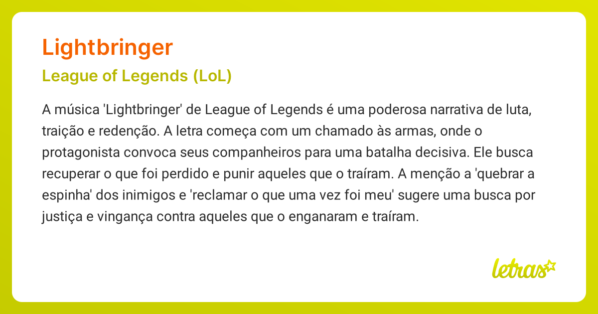 Significado da música LIGHTBRINGER (League of Legends (LoL)) - LETRAS ...