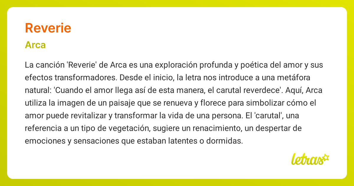 Significado de la canción REVERIE (Arca) - LETRAS.COM