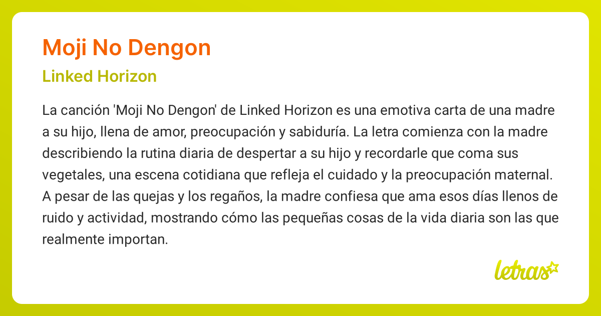 Significado de la canción MOJI NO DENGON (Linked Horizon) - LETRAS.COM