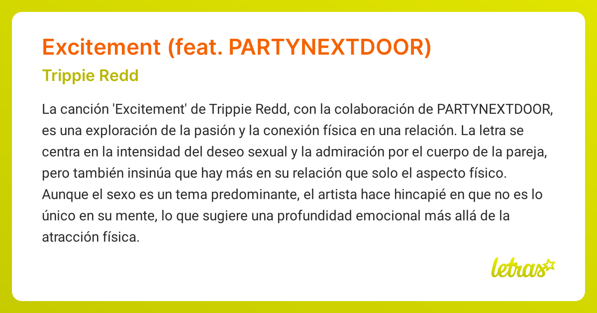 Significado de la canción Excitement (feat. PARTYNEXTDOOR) (Trippie ...