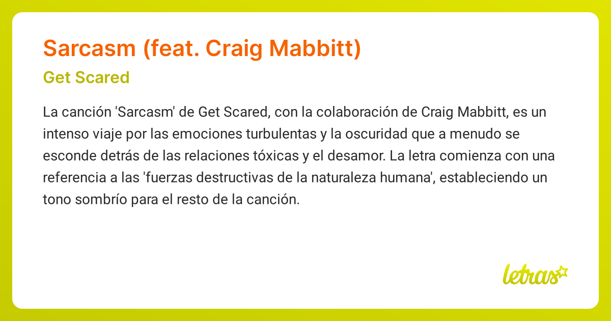 Significado de la canción SARCASM (FEAT. CRAIG MABBITT) (Get Scared ...