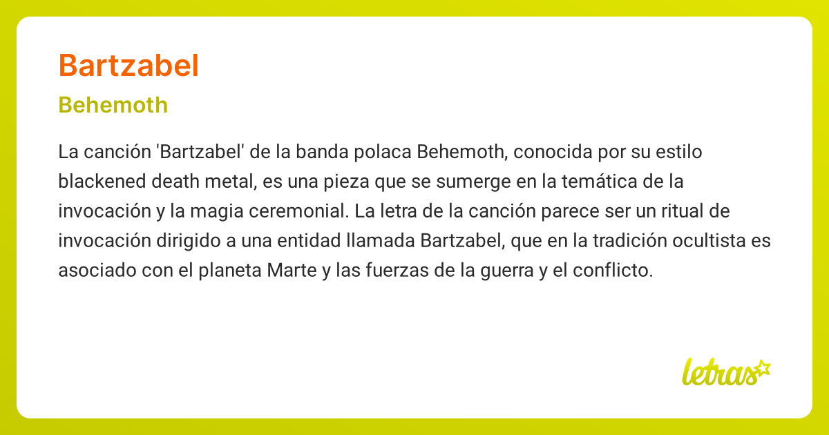 Significado de la canción BARTZABEL (Behemoth) - LETRAS.COM