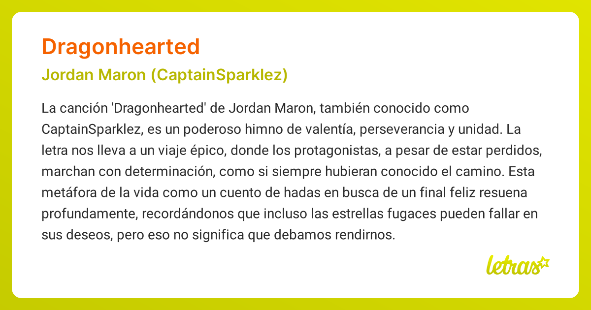 Significado de la canción DRAGONHEARTED (Jordan Maron (CaptainSparklez)) - LETRAS.COM