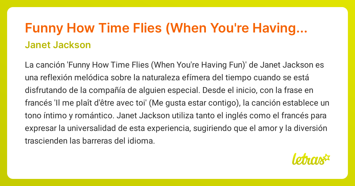Significado de la canción Funny How Time Flies (When You're Having Fun ...