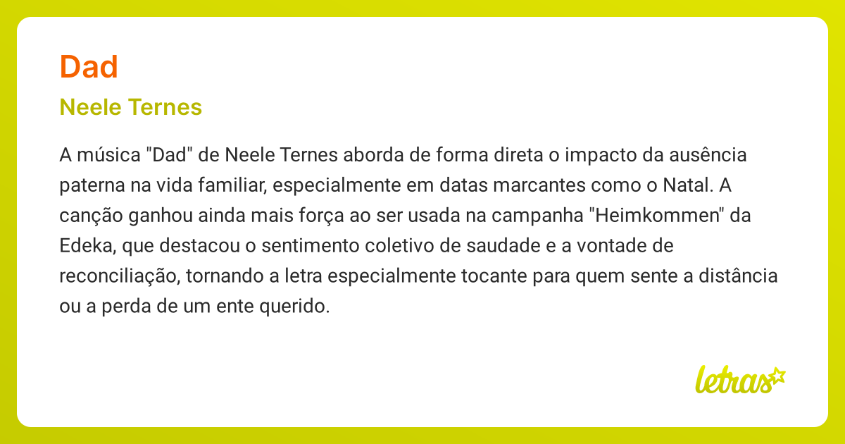 Significado da música DAD (Neele Ternes) - LETRAS.MUS.BR