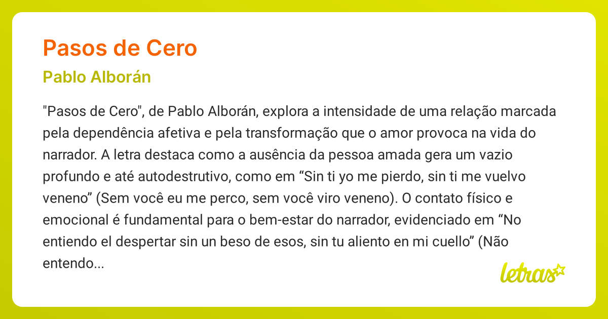 Significado da música PASOS DE CERO (Pablo Alborán) - LETRAS.MUS.BR