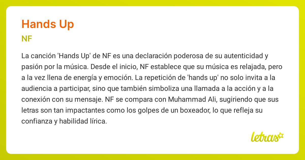 Significado de la canción HANDS UP (NF) - LETRAS.COM