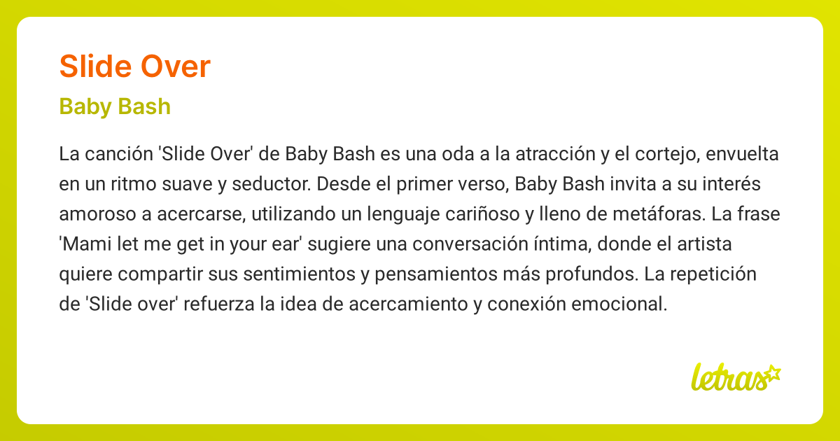 Significado de la canción SLIDE OVER (Baby Bash) - LETRAS.COM