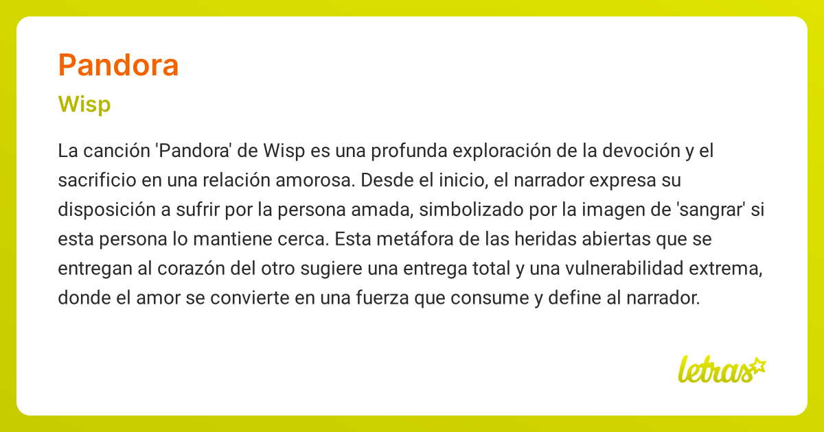 Significado de la canción PANDORA (Wisp) - LETRAS.COM
