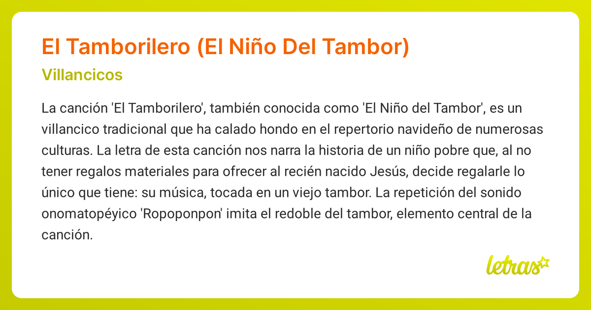 Significado de la canción El Tamborilero (El Niño Del Tambor ...