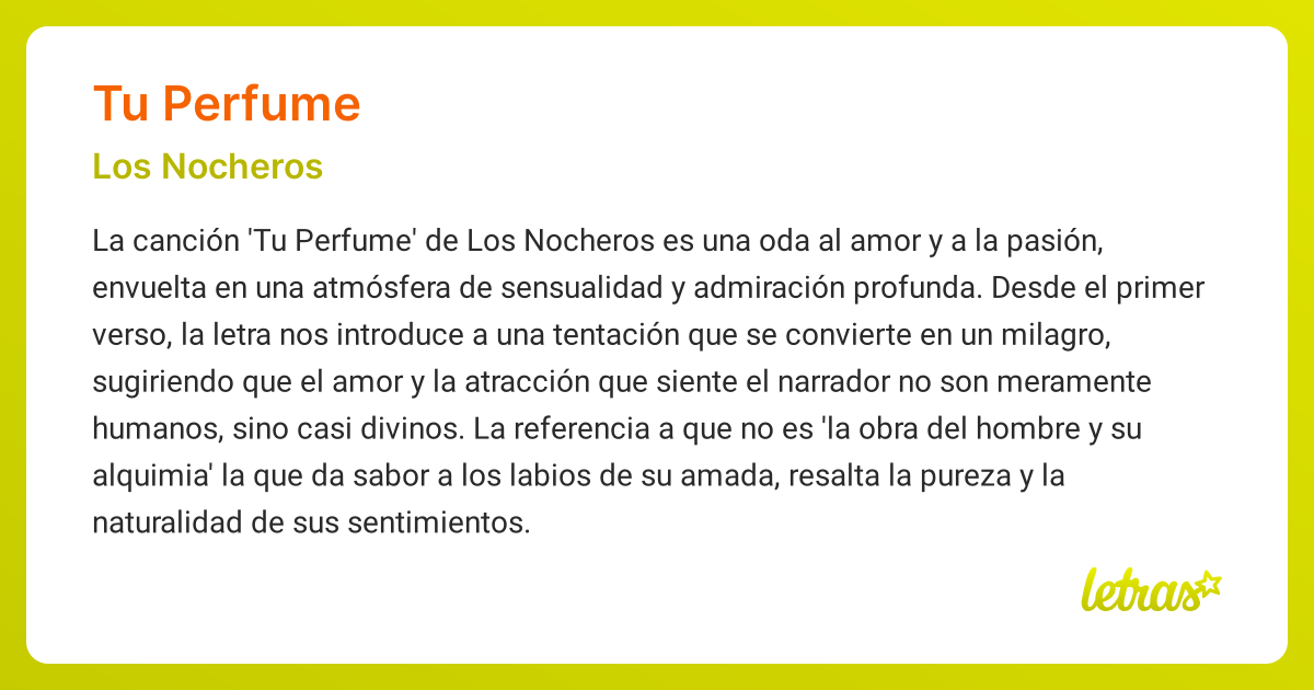 Significado de la canción TU PERFUME (Los Nocheros) - LETRAS.COM