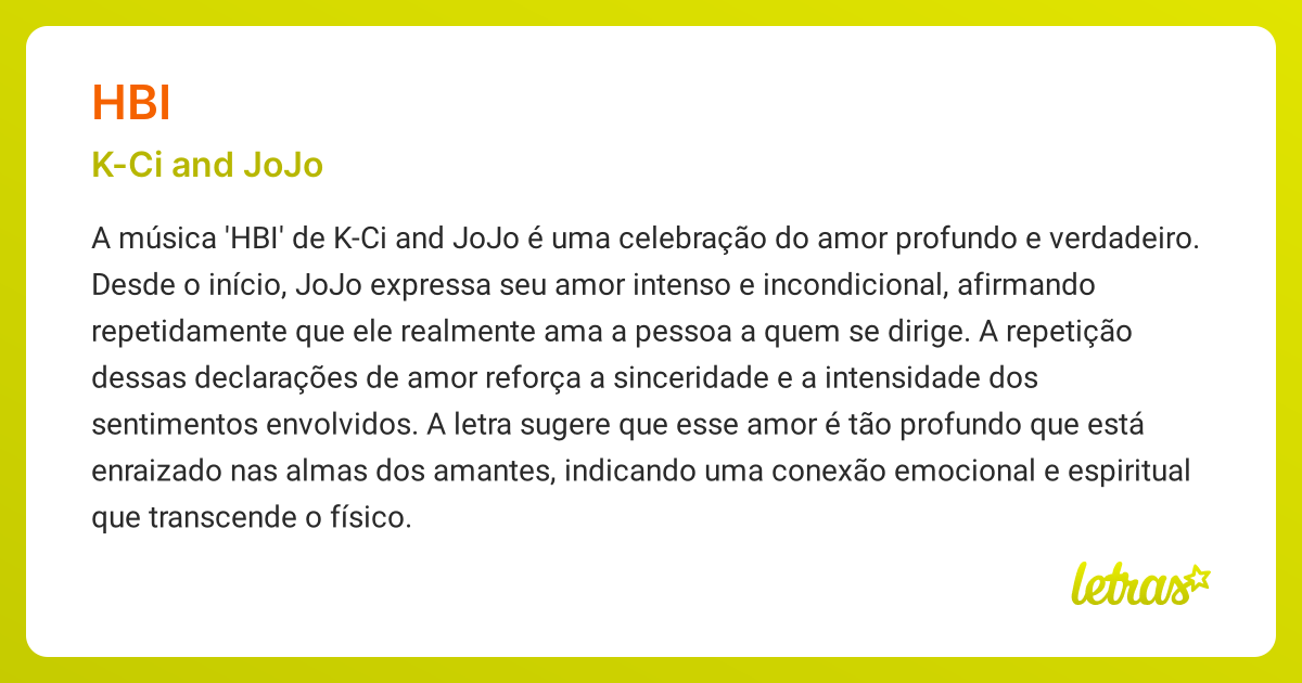Significado da música HBI (K-Ci and JoJo) - LETRAS.MUS.BR