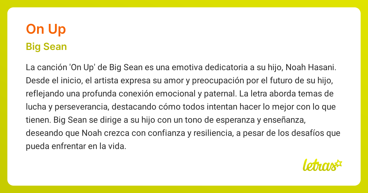 Significado de la canción ON UP (Big Sean) - LETRAS.COM