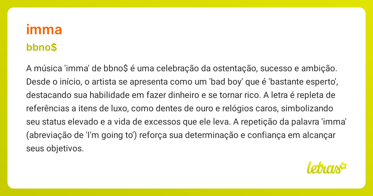 Significado da música IMMA (bbno$) - LETRAS.MUS.BR