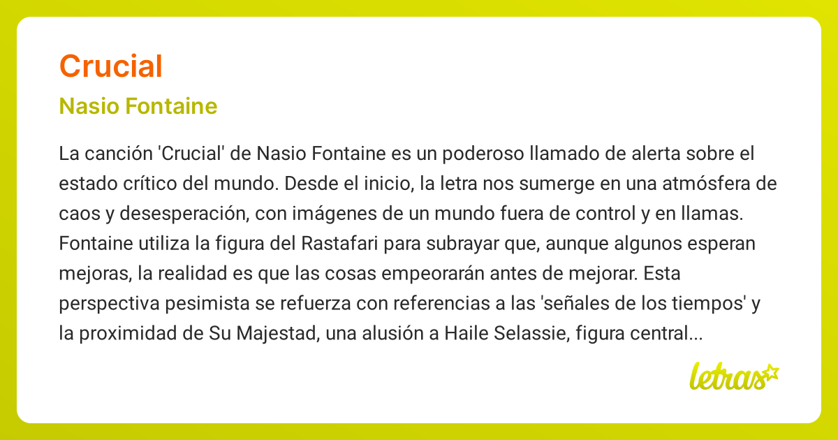Significado de la canción CRUCIAL (Nasio Fontaine) - LETRAS.COM