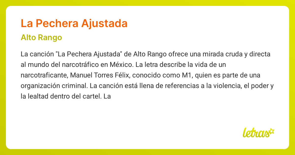 Significado de la canción LA PECHERA AJUSTADA (Alto Rango) - LETRAS.COM
